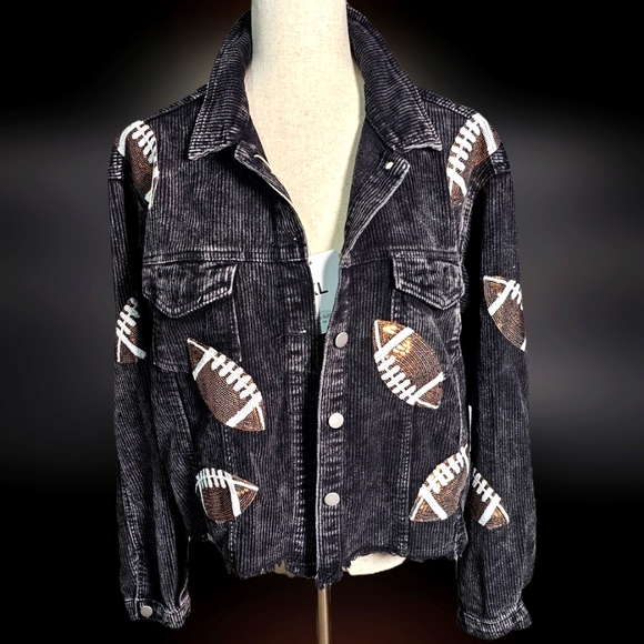 No Brand | Jackets & Coats | Nwt Sequin Football Fan Oversized Black ...